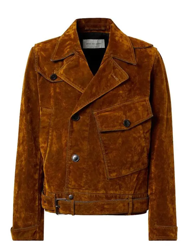 Dries Van Noten Vassel Belted Biker Jacket - Brown