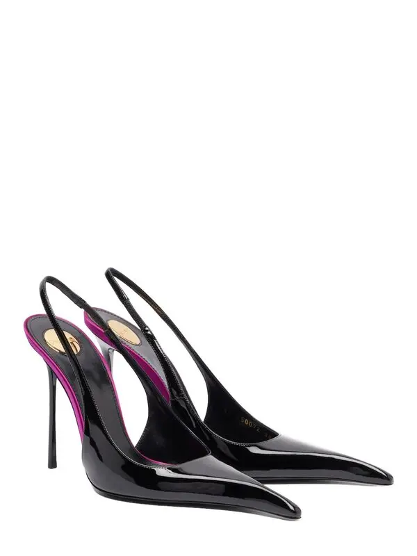 Saint Laurent Amalia 110 Patent Leather Slingback Pumps - Black