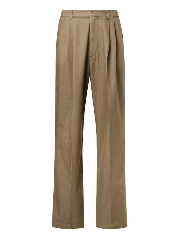 Dries Van Noten Pleated Wide-leg Denim Pants - Beige