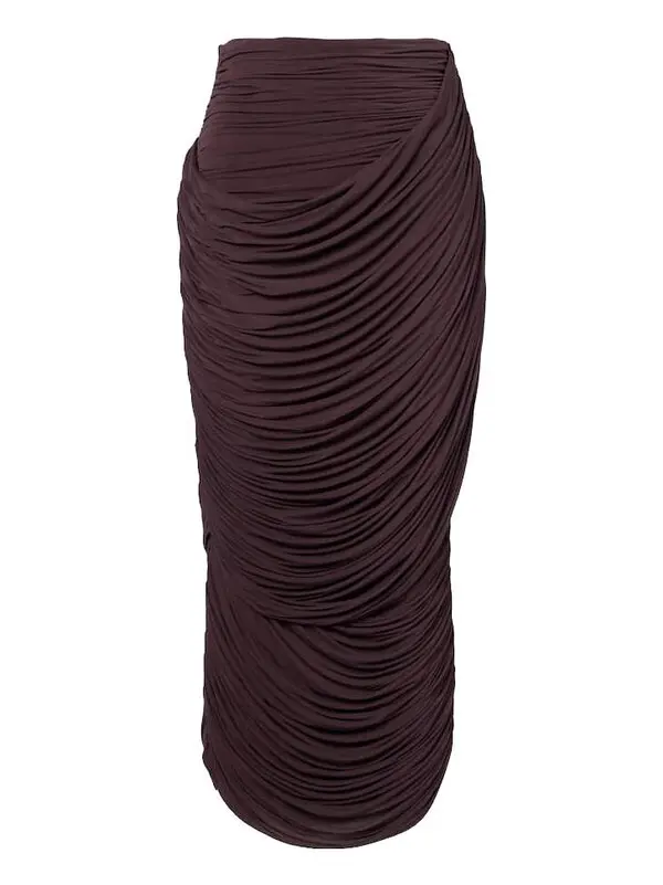 Magda Butrym Draped High-rise Maxi Skirt - Burgundy