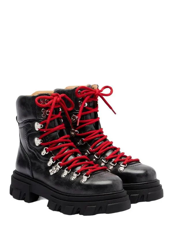 GANNI Platform Combat Boots - Black