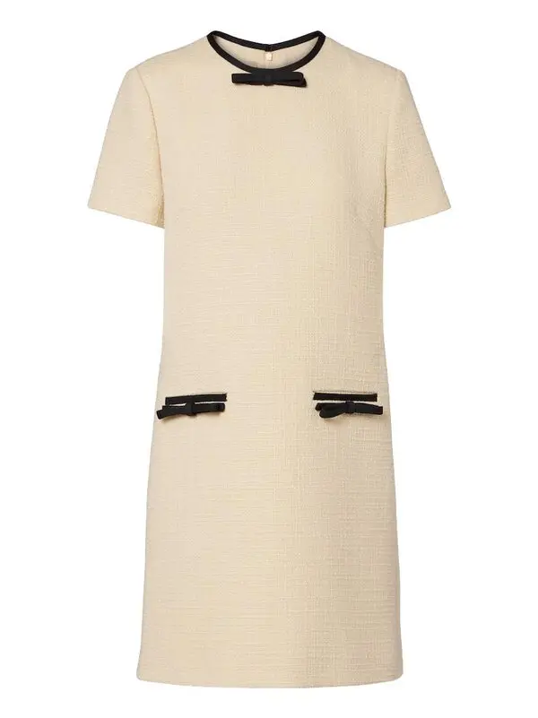 Valentino Garavani Bow-detail Wool-blend Tweed Minidress - White
