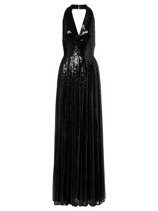 Elie Saab Open-back Sequined Tulle Gown - Black