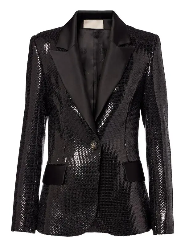 Elie Saab Sequined Satin Blazer - Black
