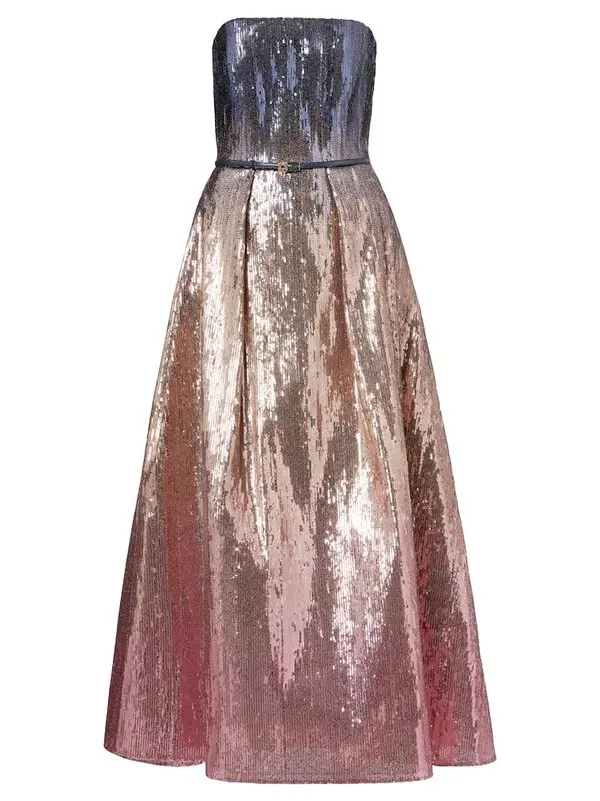 Elie Saab Ombré Sequined Strapless Gown - Multicoloured