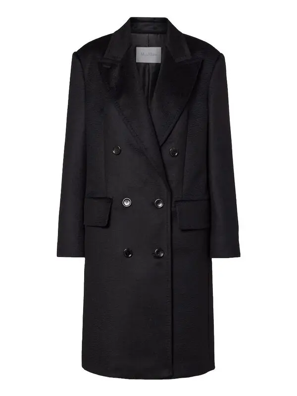 Max Mara Cosa Double-breasted Camel Hair Coat - Black