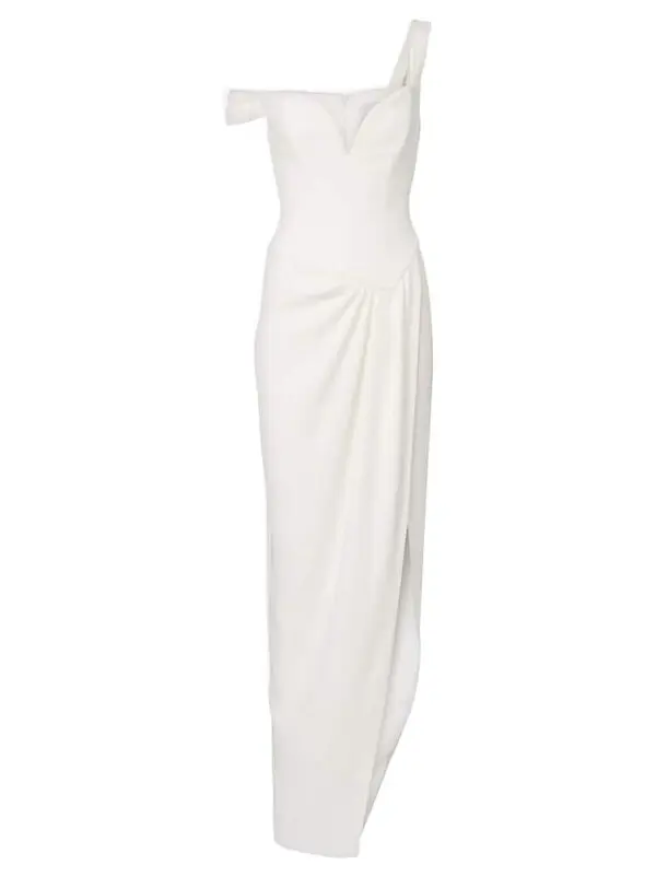 Alex Perry Bridal Draped Off-shoulder Corset Gown - White