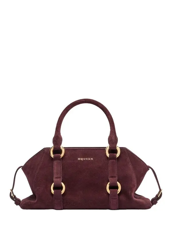 Alexander McQueen Farringdon Small Suede Tote Bag - Burgundy