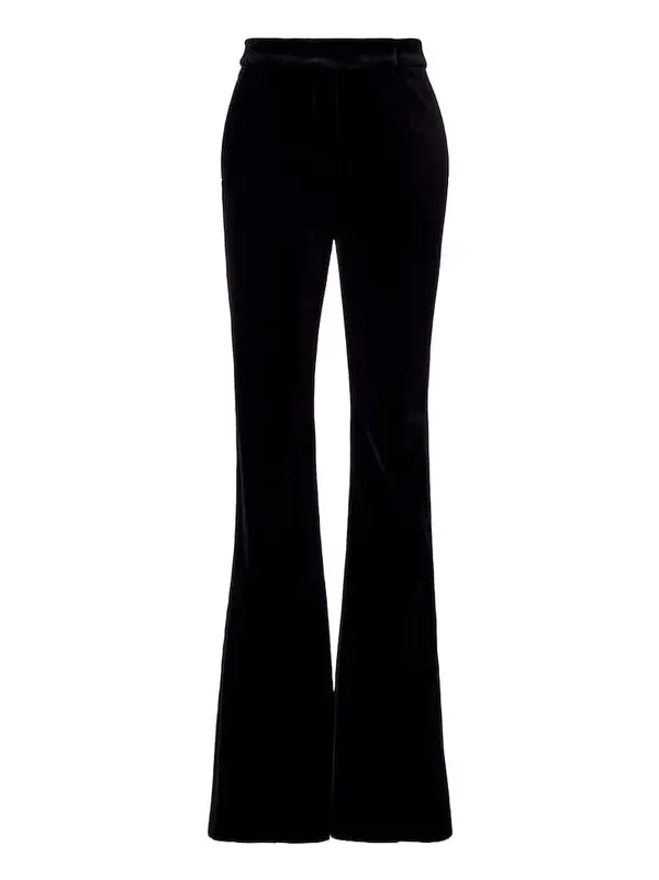 Max Mara Vetrino Cotton-velvet Flared Trousers - Black