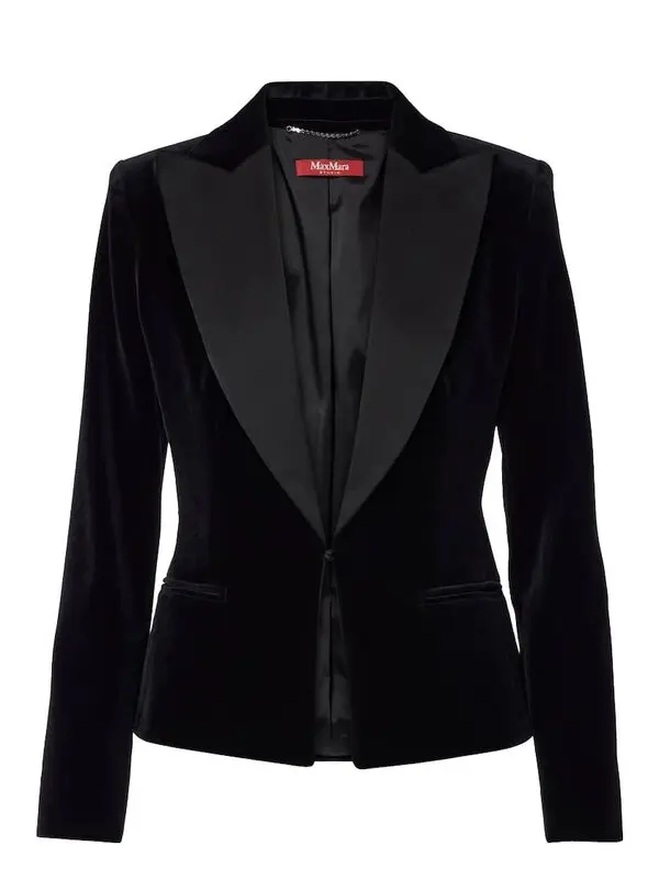 Max Mara Eolie Cropped Cotton Velvet Blazer - Black