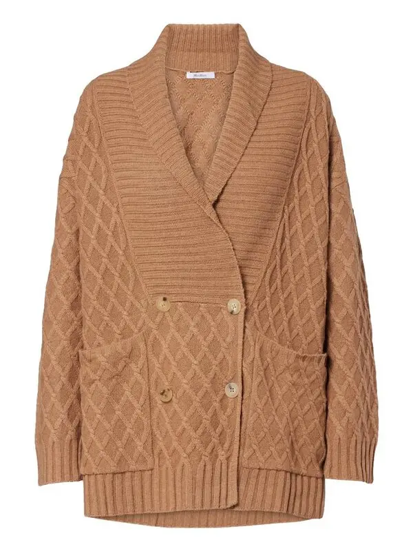 Max Mara Mirca Waffle-knit Camel Hair Cardigan - Beige