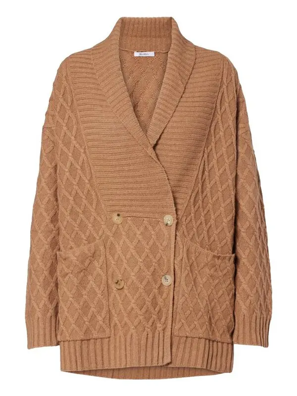 Max Mara Mirca Waffle-knit Camel Hair Cardigan - Beige