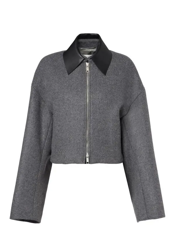 Sportmax Vacuo Cropped Virgin Wool Jacket - Grey