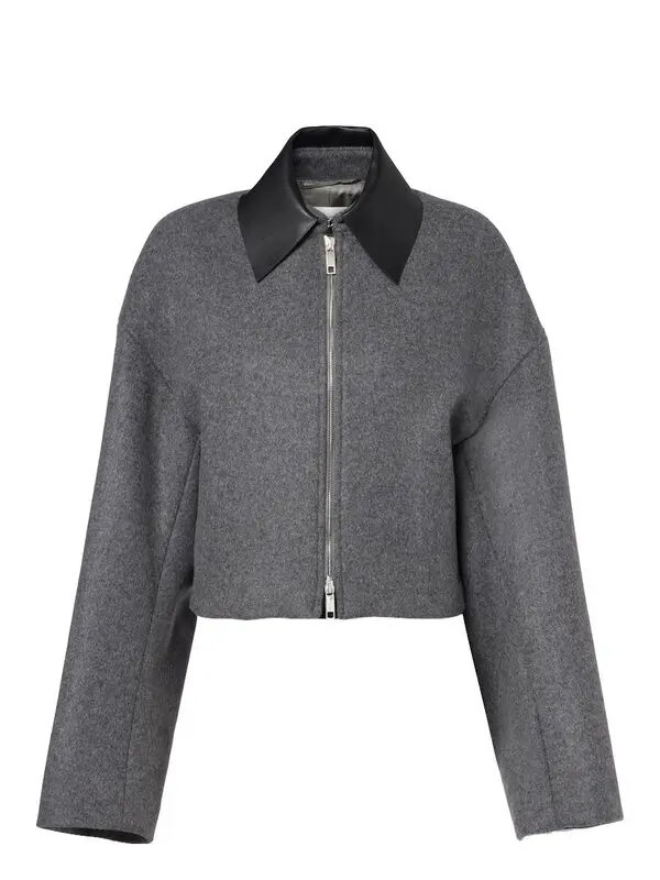 Sportmax Vacuo Cropped Virgin Wool Jacket - Grey
