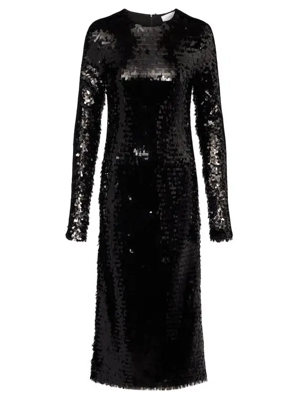 Sportmax Elleni Sequined Jersey Midi Dress - Black