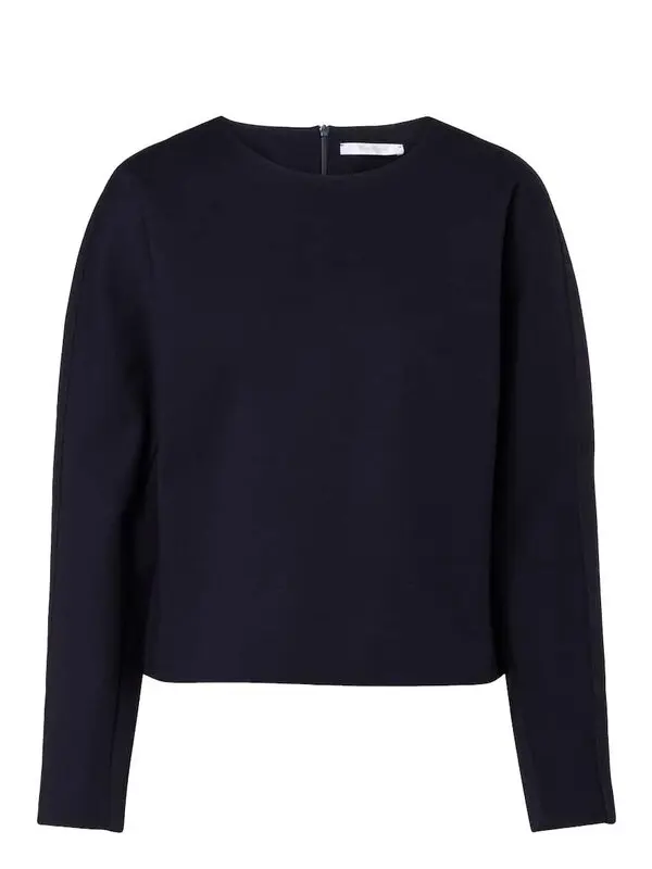 Max Mara Girello Wool And Cotton-blend Top - Blue