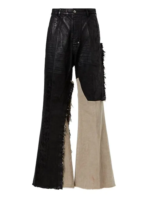Rick Owens Joris Coated Wide-leg Jeans - Black