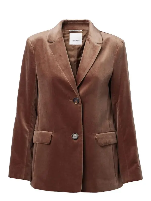 Max Mara Agata Cotton Velvet Blazer - Brown