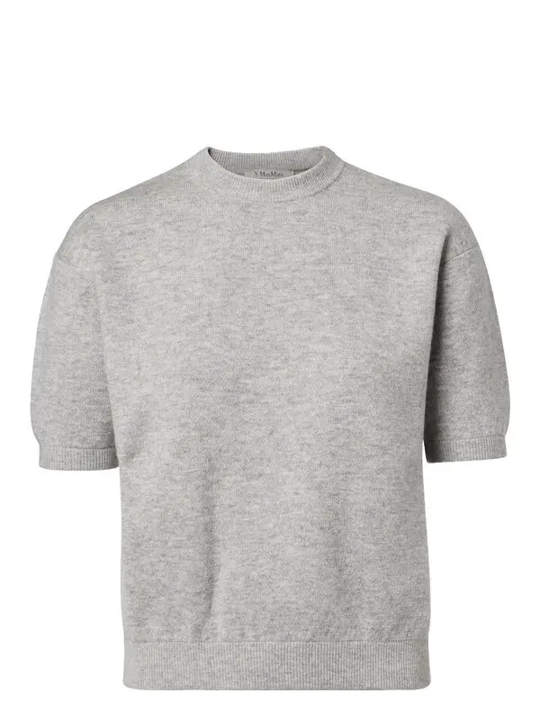 Max Mara Knitted Wool And Cashmere-blend T-shirt - Grey