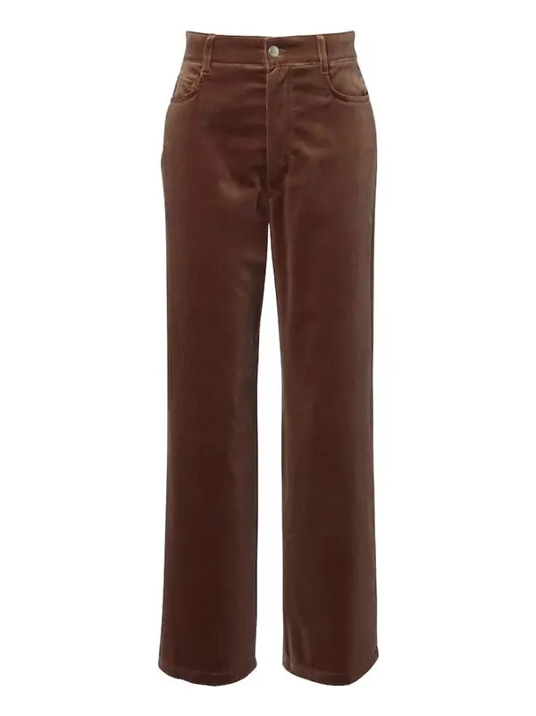 Max Mara High-rise Cotton Velvet Wide-leg Pants - Brown