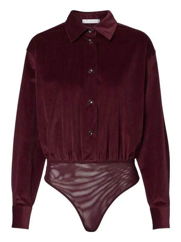 Max Mara Cotton Velvet Bodysuit - Burgundy
