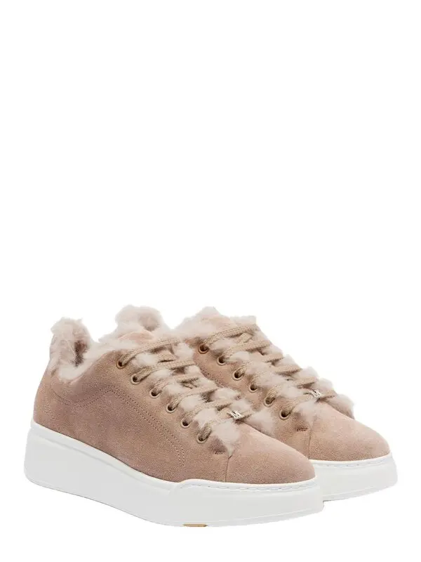 Max Mara Tmaxi Suede Platform Sneakers - Beige