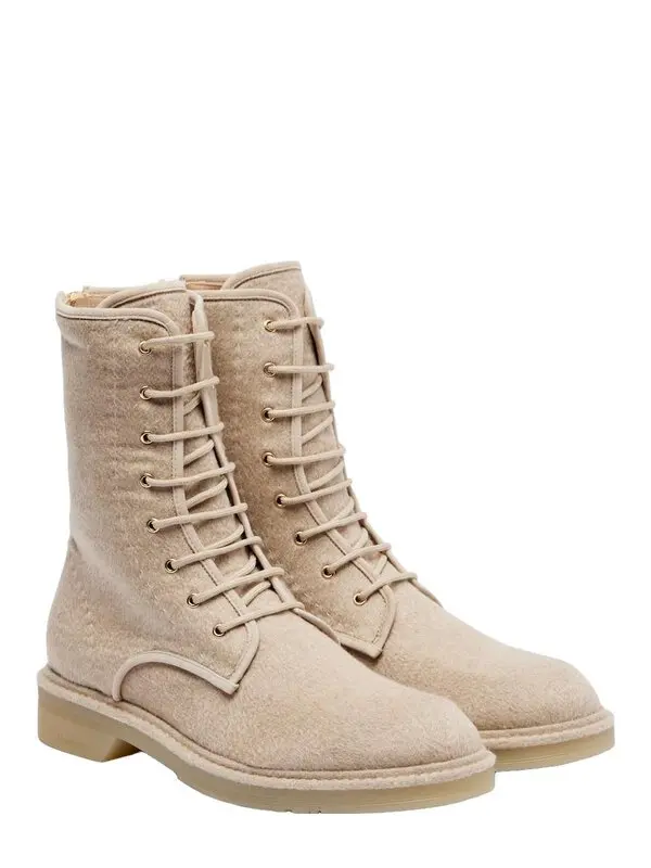 Max Mara Baker Cashmere Combat Boots - Beige