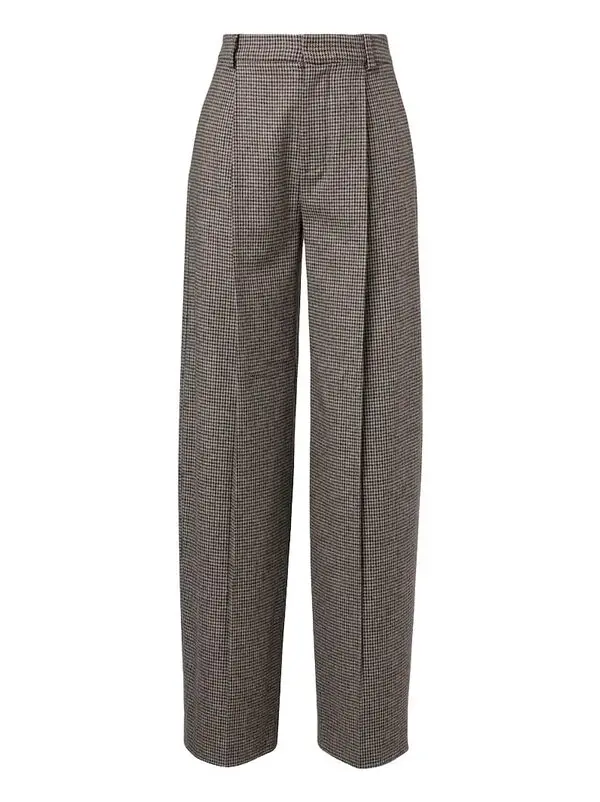 Vince Houndstooth Wide-leg Trousers - Brown