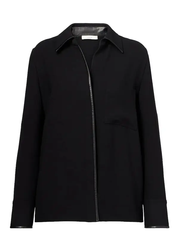 Vince Faux Leather-trimmed Shirt - Black
