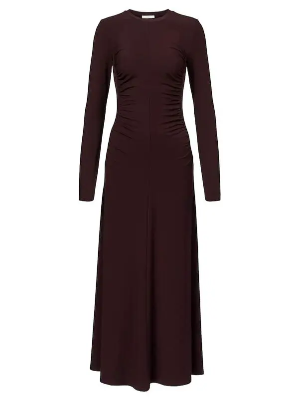 Vince Ruched Jersey Maxi Dress - Brown