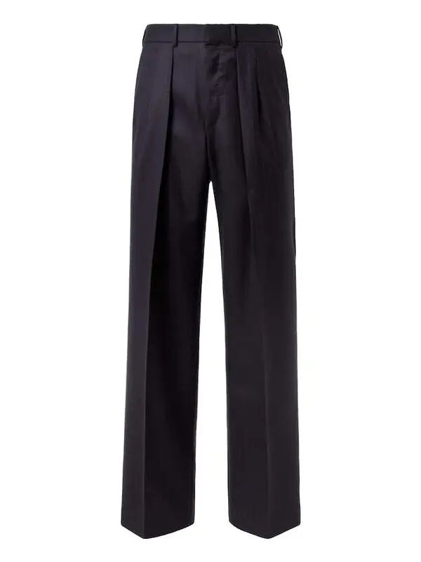TOM FORD Pinstripe Wool Straight Pants - Blue