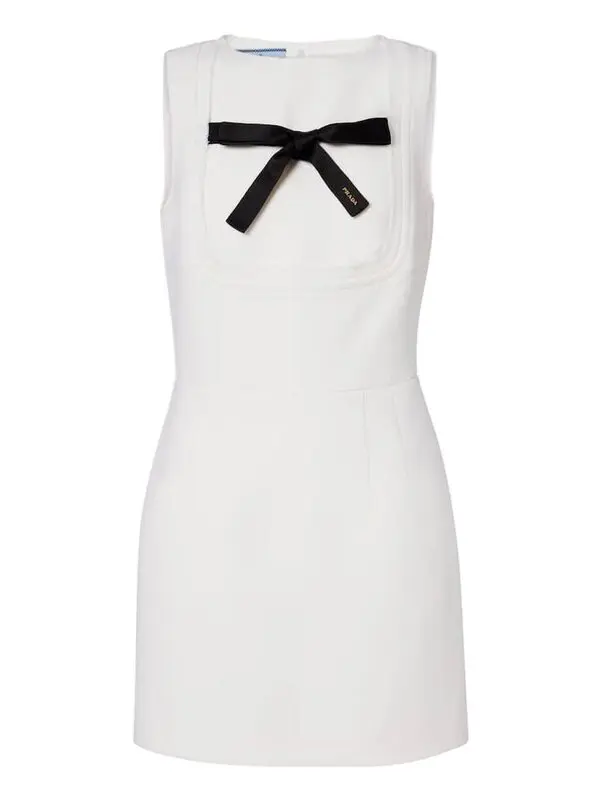 Prada Bow-detail Virgin Wool Minidress - White
