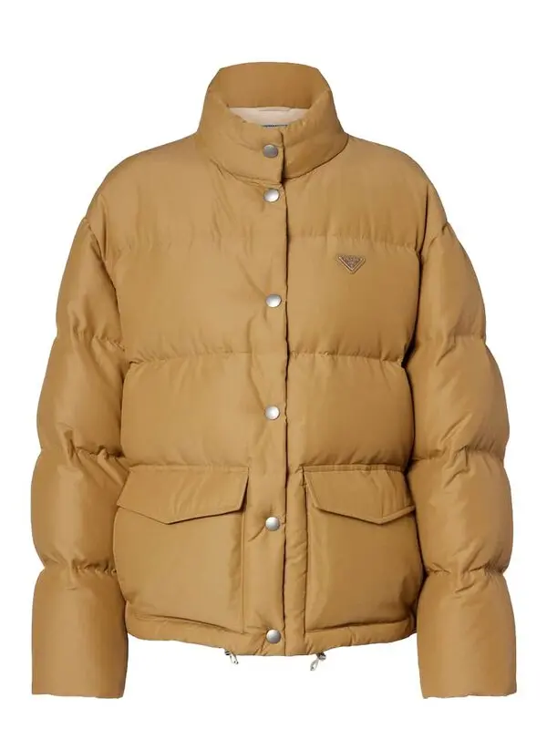 Prada Logo Cotton-blend Puffer Jacket - Beige