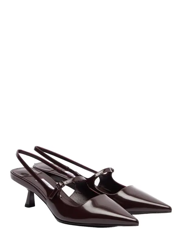 JIMMY CHOO Didi 45 Leather Slingback Pumps - Burgundy