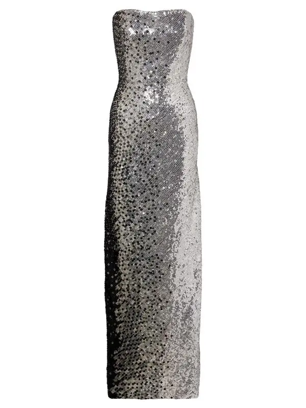 Jenny Packham Caron Sequined Strapless Gown - Silver