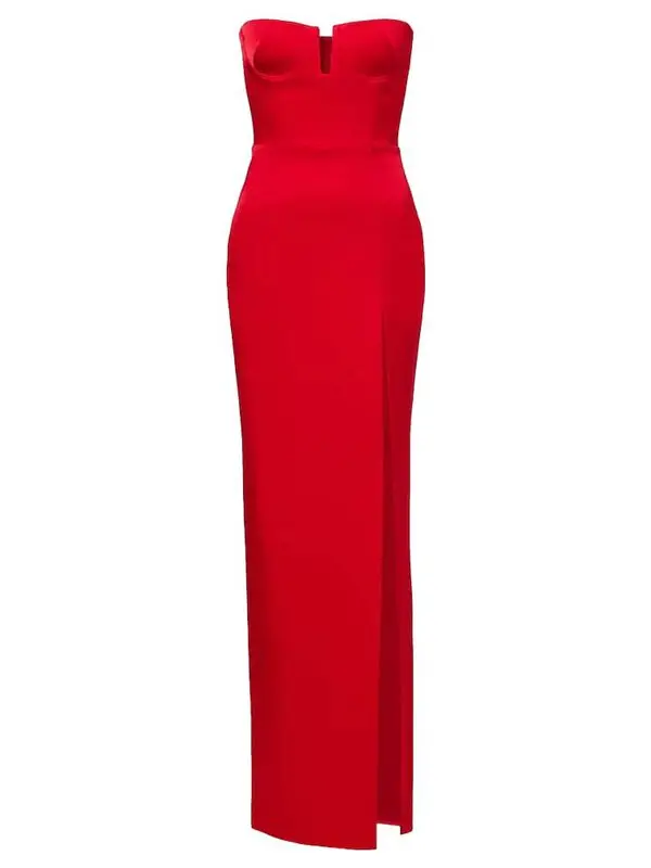 Alex Perry Crêpe Satin Bustier Gown - Red