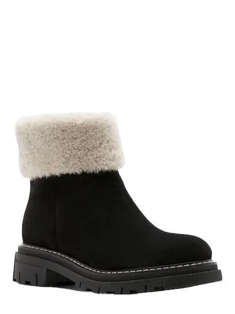 La Canadienne Dwayne Waterproof Bootie With Genuine Shearling Cuff - Black Suede