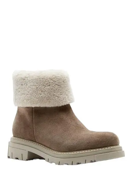 La Canadienne Dwayne Waterproof Bootie With Genuine Shearling Cuff - Caribou Suede