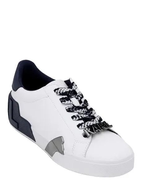 Karl Lagerfeld Paris Melora Leather Sneakers - Bright White/navy