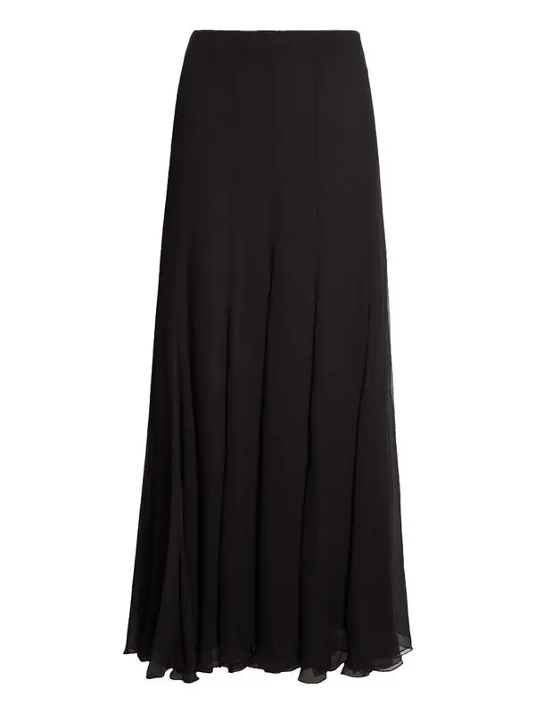 Chloé Fluid Organic Silk Mousseline Skirt - Black