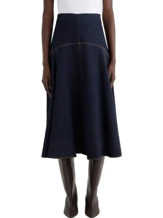 Jacquemus La Jupe Triangle De-nîmes A-line Denim Midi Skirt - Dark Navy