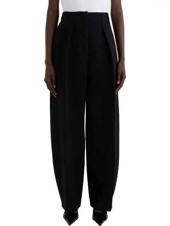 Jacquemus Le Pantalon Ovalo Pleated Wide Leg Trousers - Black