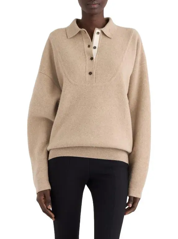 Jacquemus La Maille Vareuse Pallone Merino Wool & Cashmere Polo Sweater - Beige