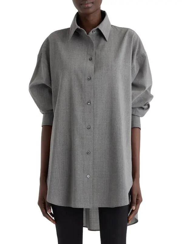 Jacquemus La Chemise D'homme Oversize Stretch Virgin Wool Button-up Shirt - Grey