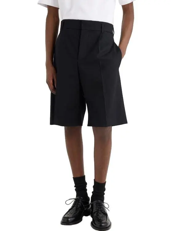 Jacquemus Le Short Ovalu Pleated Stretch Virgin Wool Shorts - Black