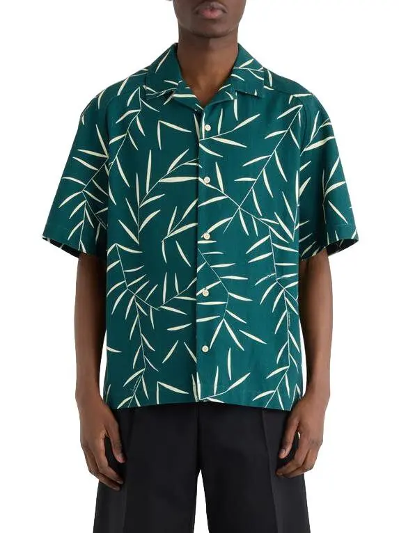 Jacquemus La Chemise Fonccio Foliage Print Camp Shirt - Print Foliage Dark Green/