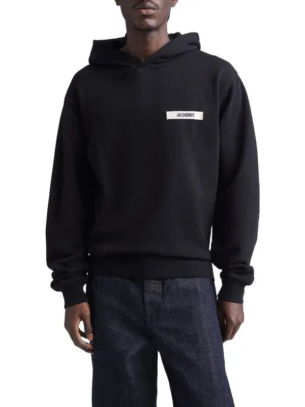 Jacquemus Le Hoodie Gros Grain Cotton Hoodie - Black
