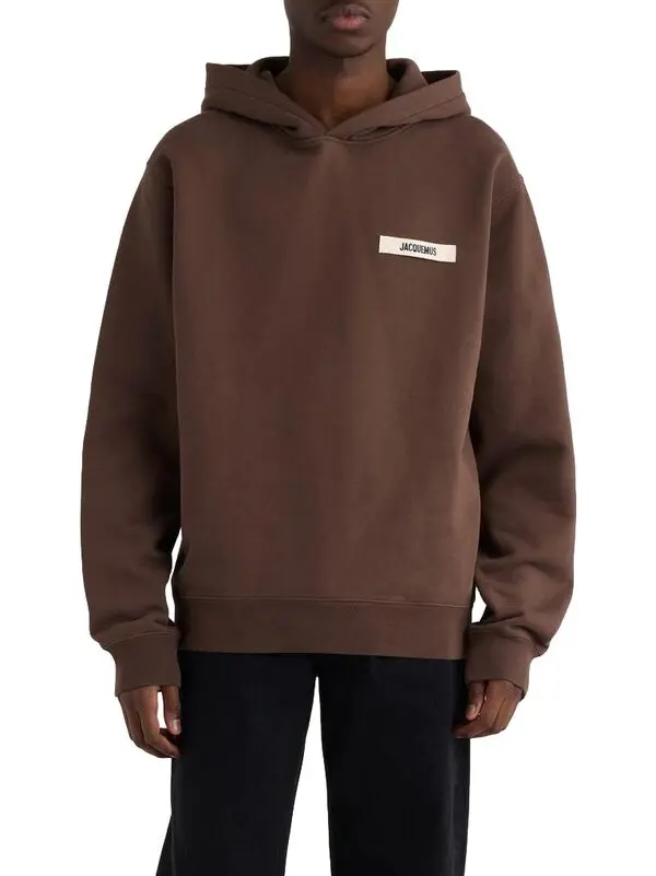 Jacquemus Le Hoodie Gros Grain Cotton Hoodie - Dark Brown