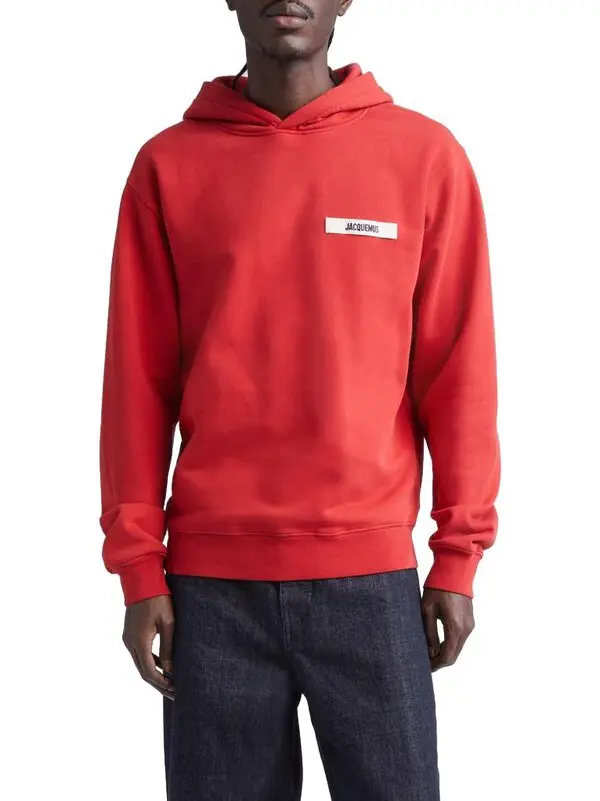 Jacquemus Le Hoodie Gros Grain Cotton Hoodie - Dark Red