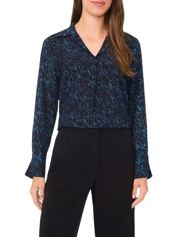 Halogen Collared Long Sleeve Top - Rich Black